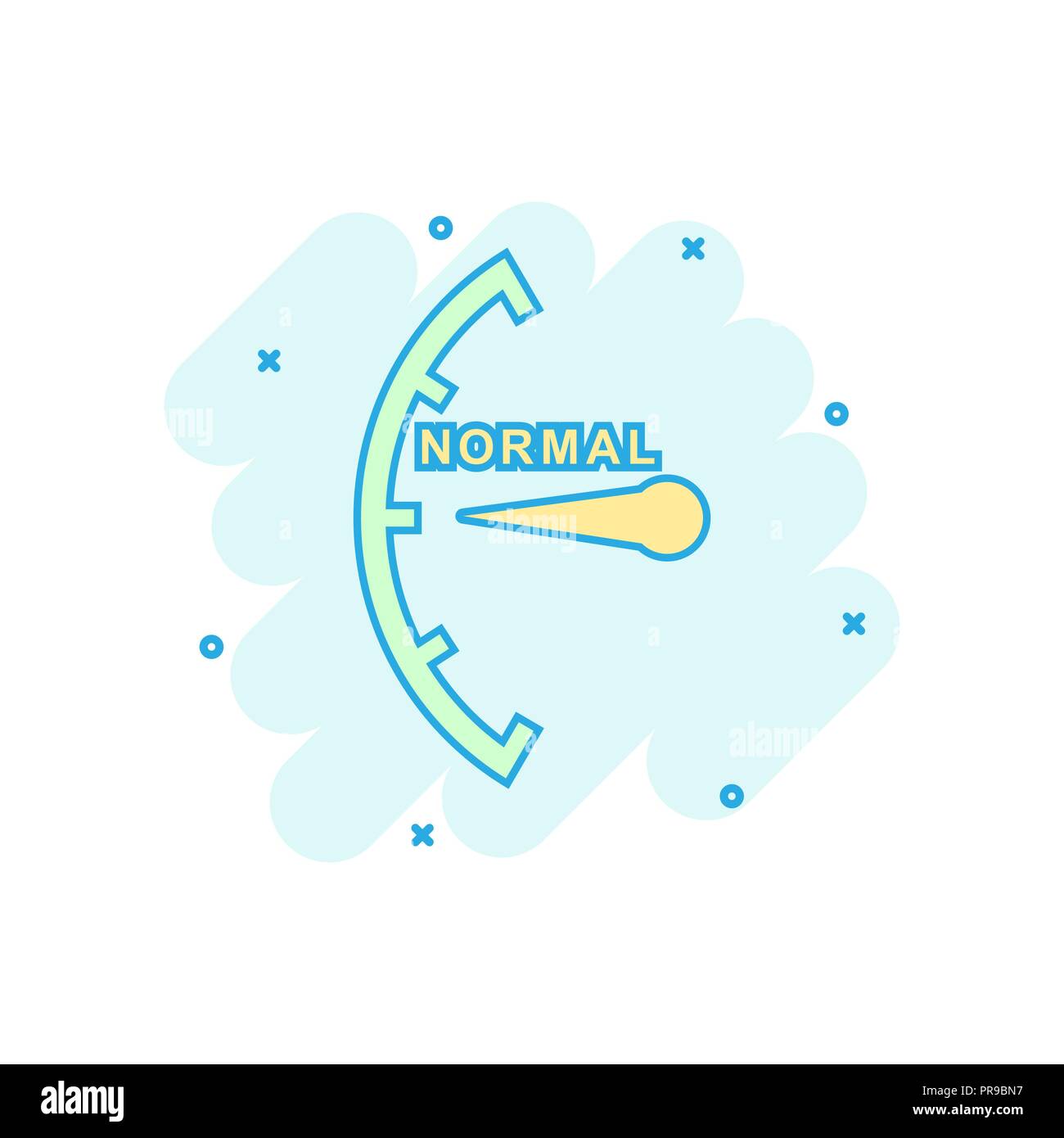 Cartoon colored normal level icon in comic style. Speedometer ...