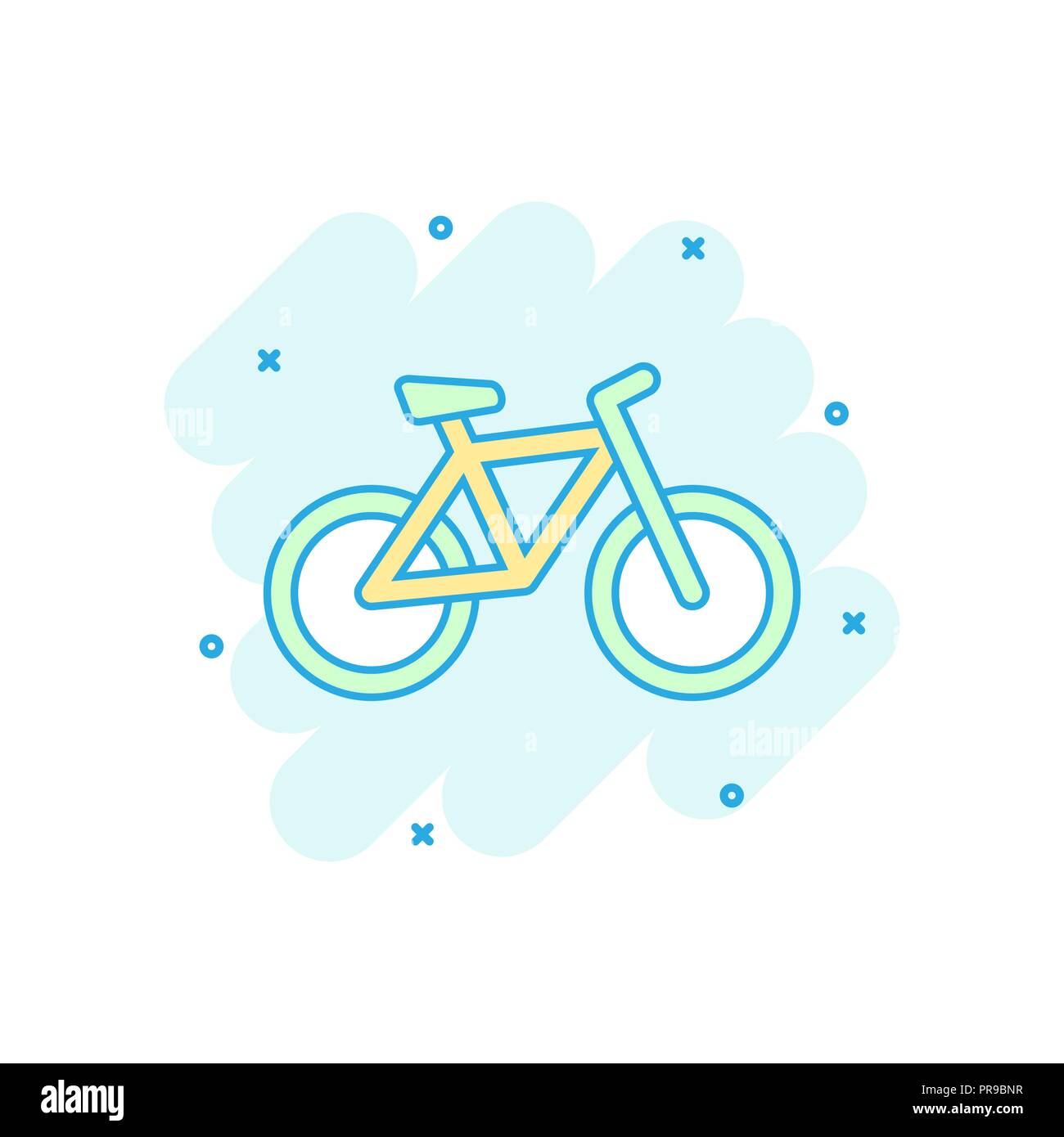 Cartoon colored bike icon in comic style. Bicycle illustration ...