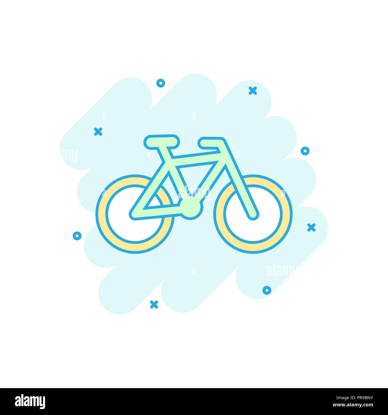 Cartoon colored bike icon in comic style. Bicycle illustration ...