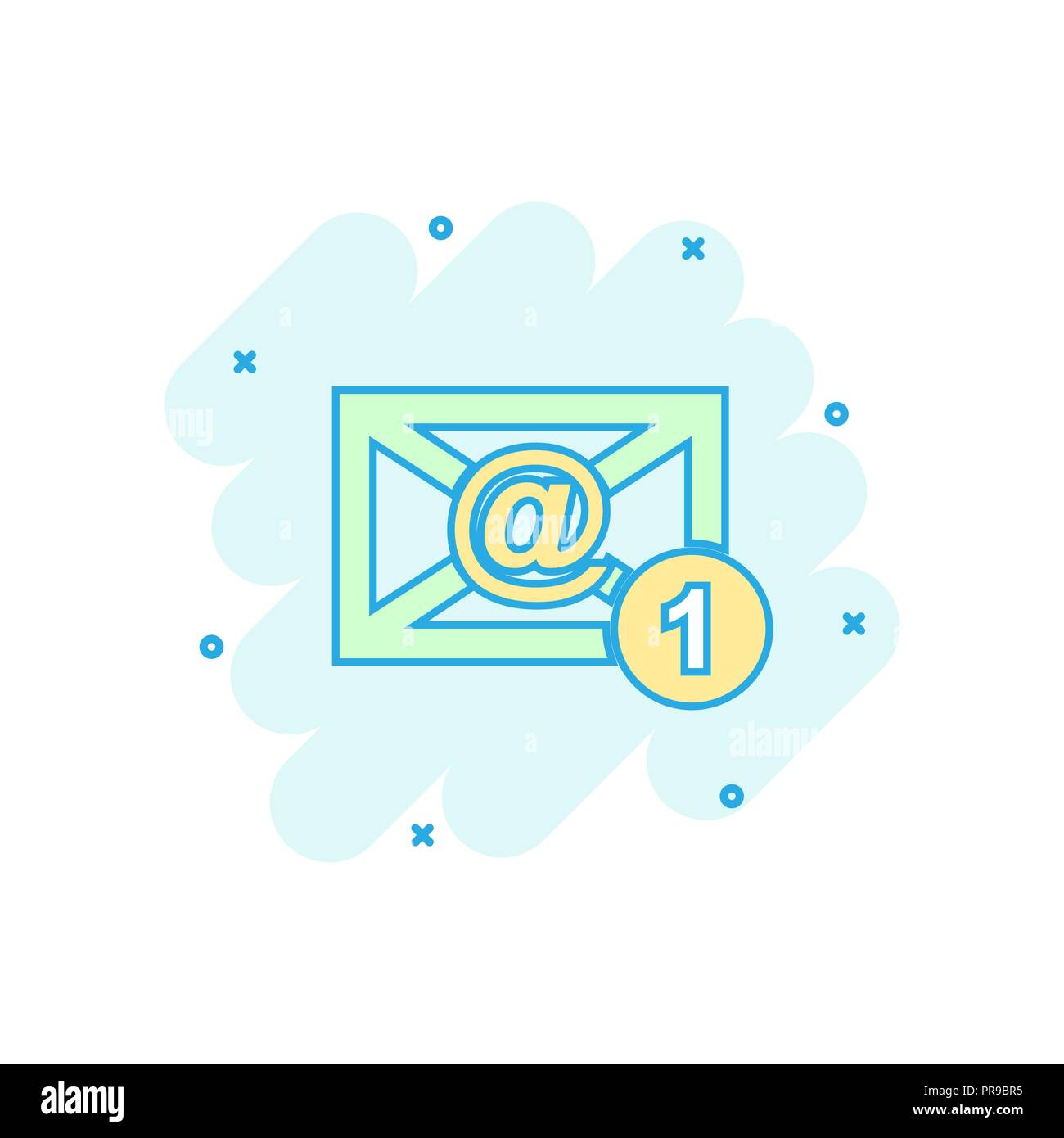 Cartoon colored email envelope message icon in comic style. Mail ...