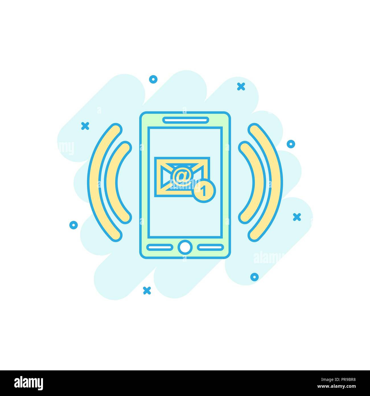 Cartoon colored smartphone icon in comic style. Phone illustration ...