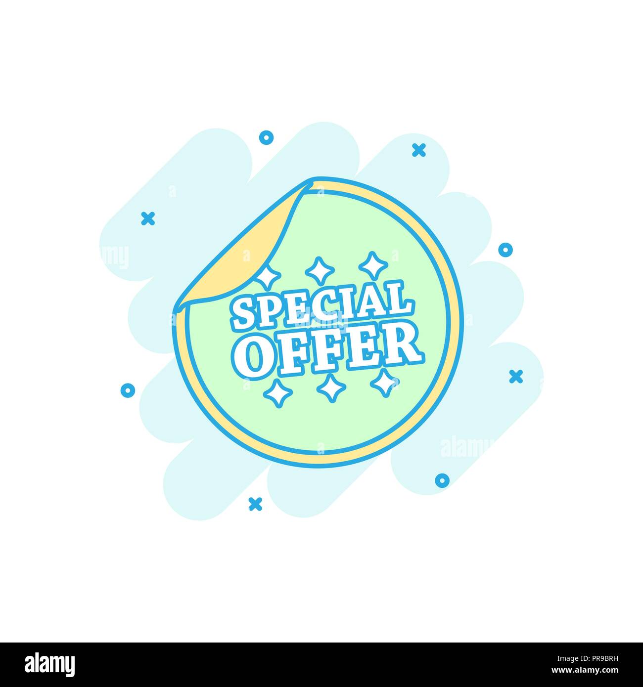 Cartoon colored special offer sticker icon in comic style. Shopping ...