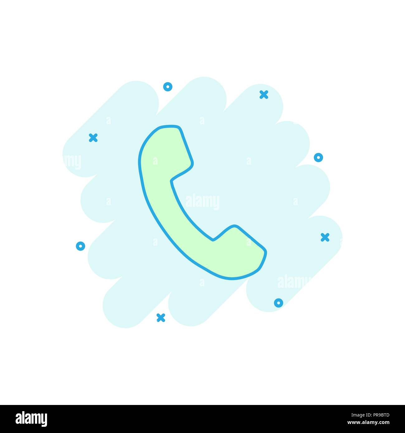 Cartoon colored phone icon in comic style. Mobile illustration ...