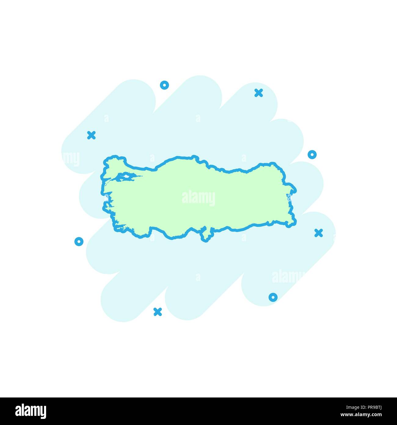 Cartoon colored Turkey map icon in comic style. Country illustration ...