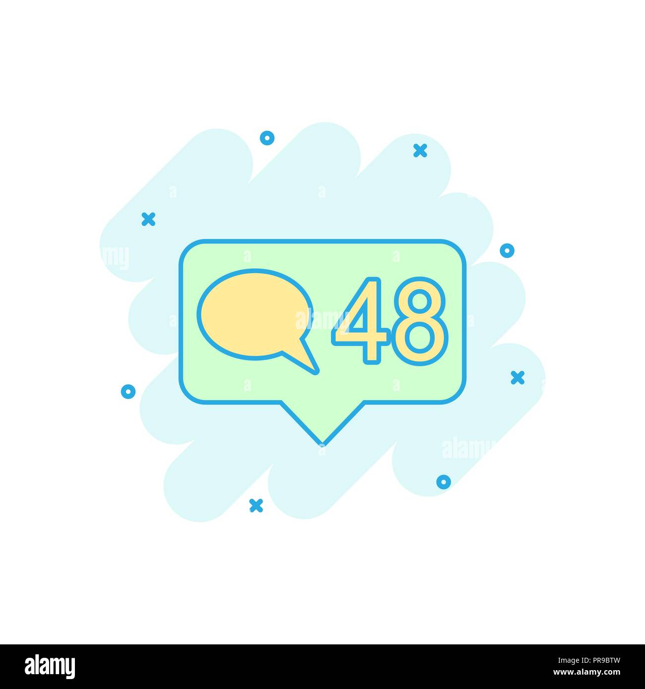 Cartoon colored like, comment, follower icon in comic style. Subscribe ...