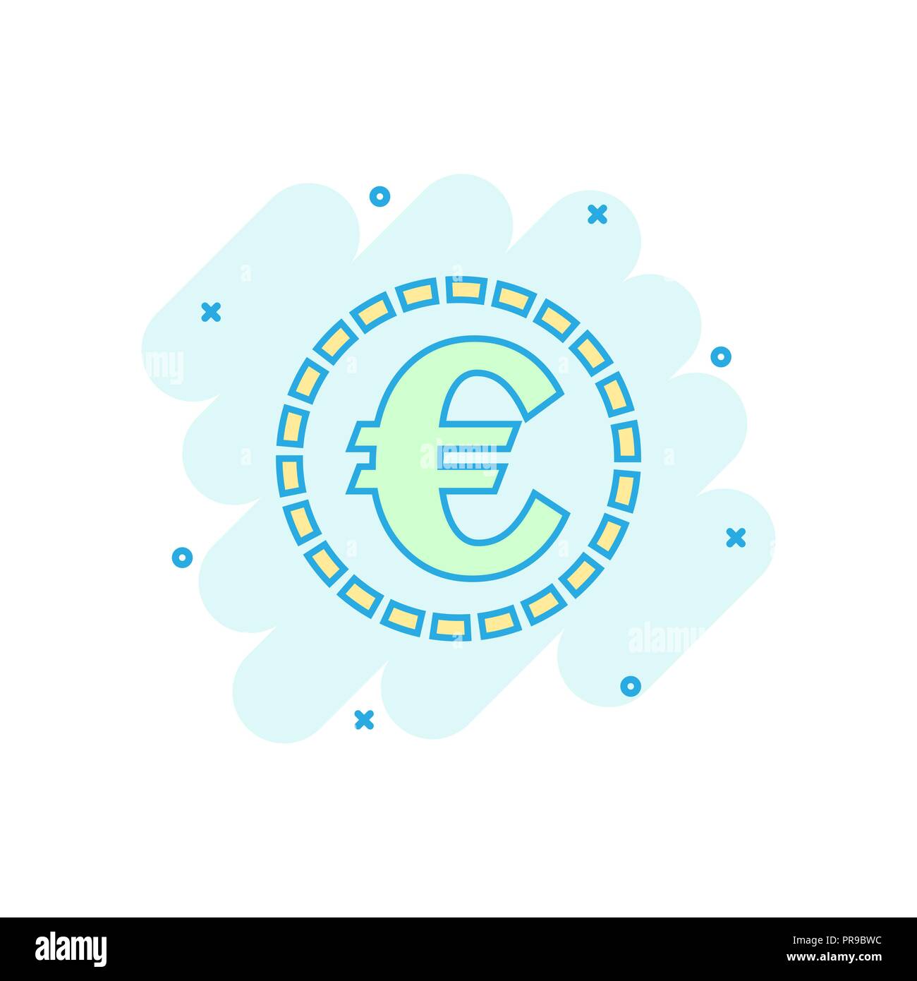 Cartoon colored euro coins icon in comic style. Money coin illustration ...