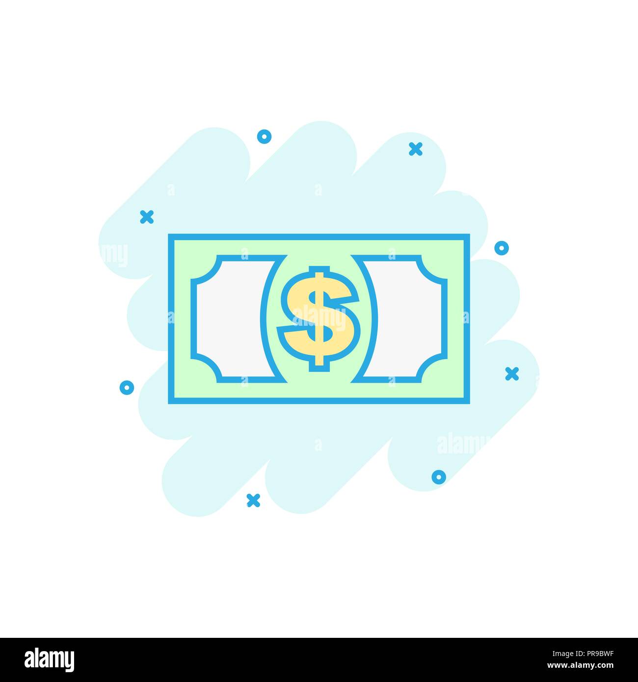 Cartoon colored dollar money icon in comic style. Dollar illustration ...