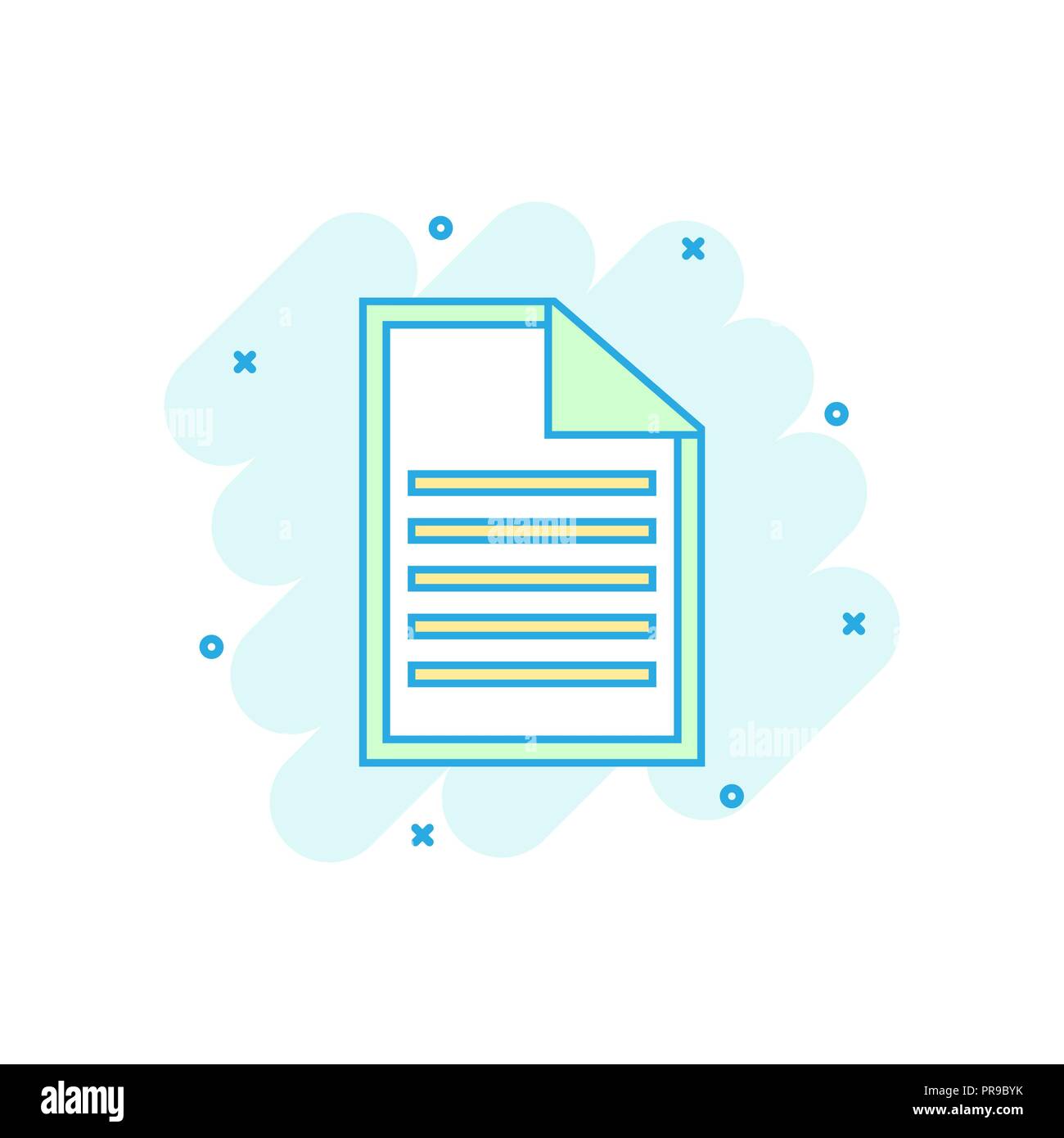 Cartoon colored document icon in comic style. Paper page illustration ...