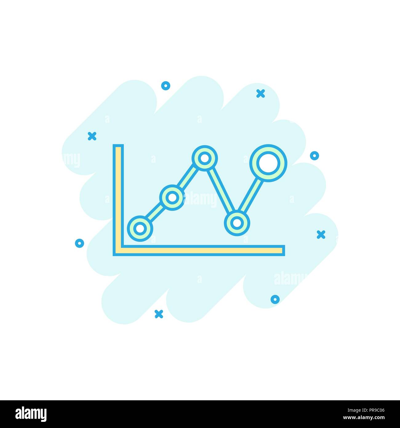 Cartoon colored business graph icon in comic style. Chart illustration ...