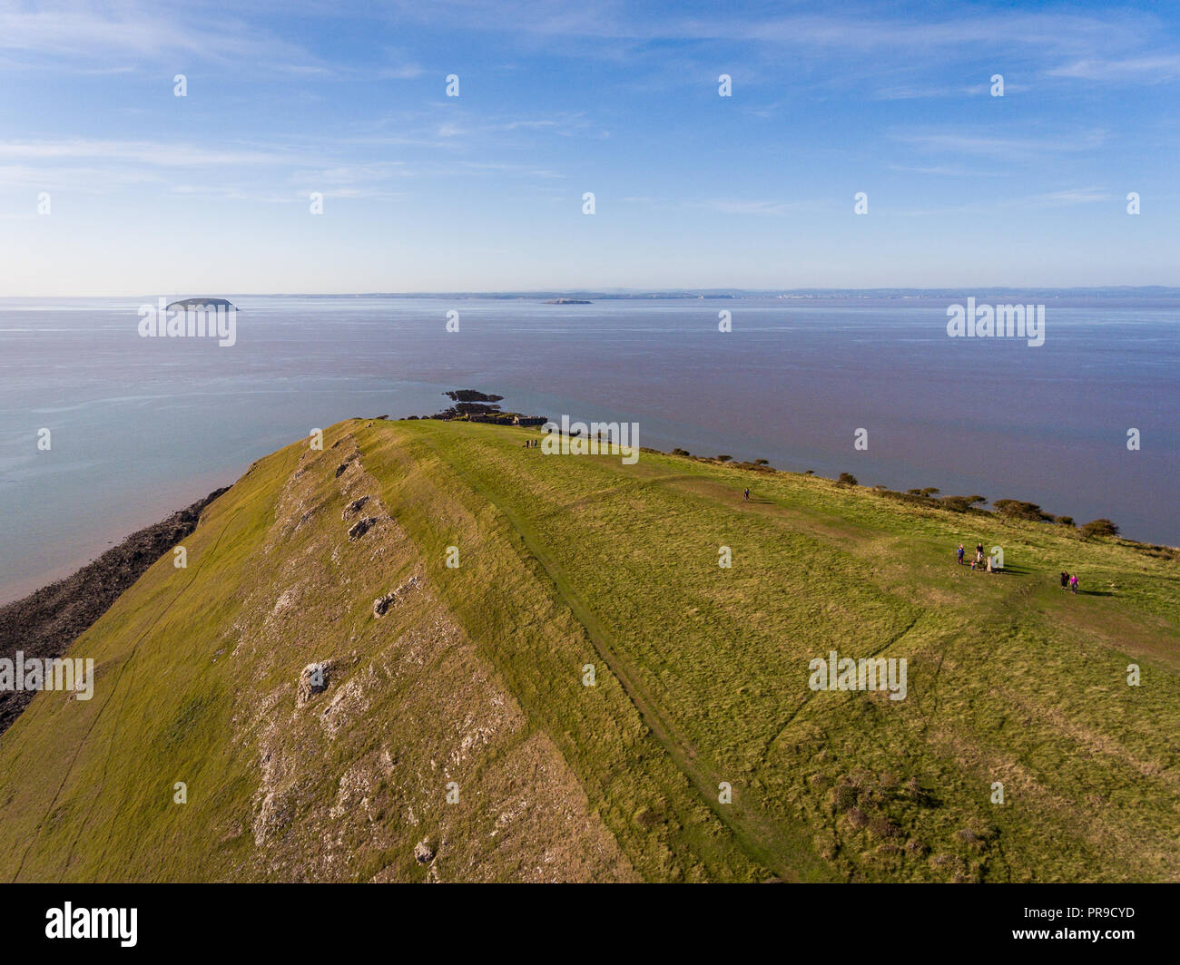 Dramatic Limestone Cliffs of Brean Down, part of the Mendip Hills, in ...
