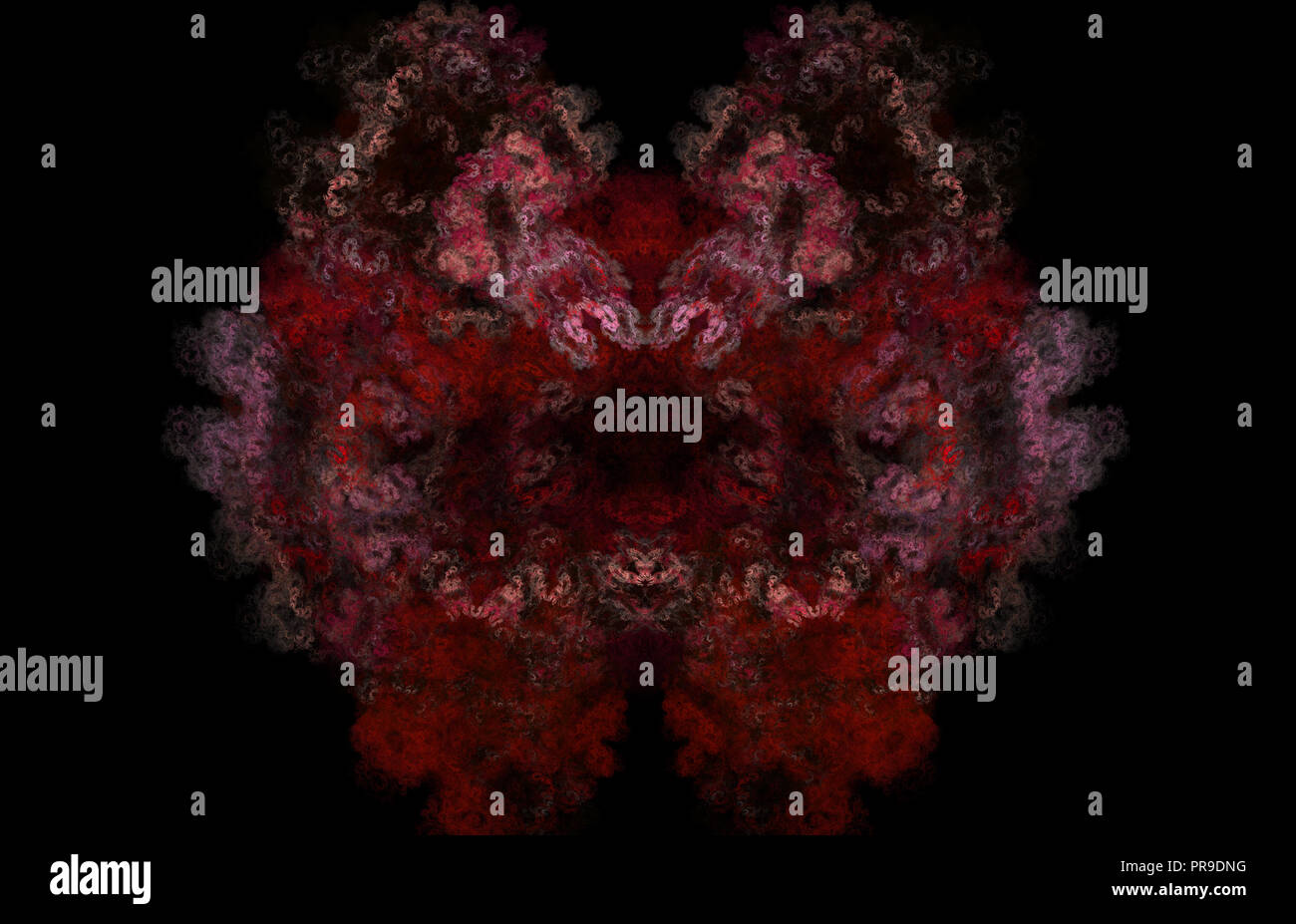 Red mystical fractal pattern on balck background. Fantasy fractal ...