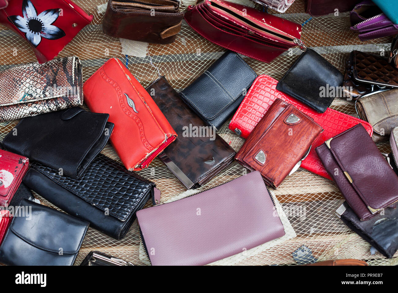many old purses for money background v Stock Photo - Alamy