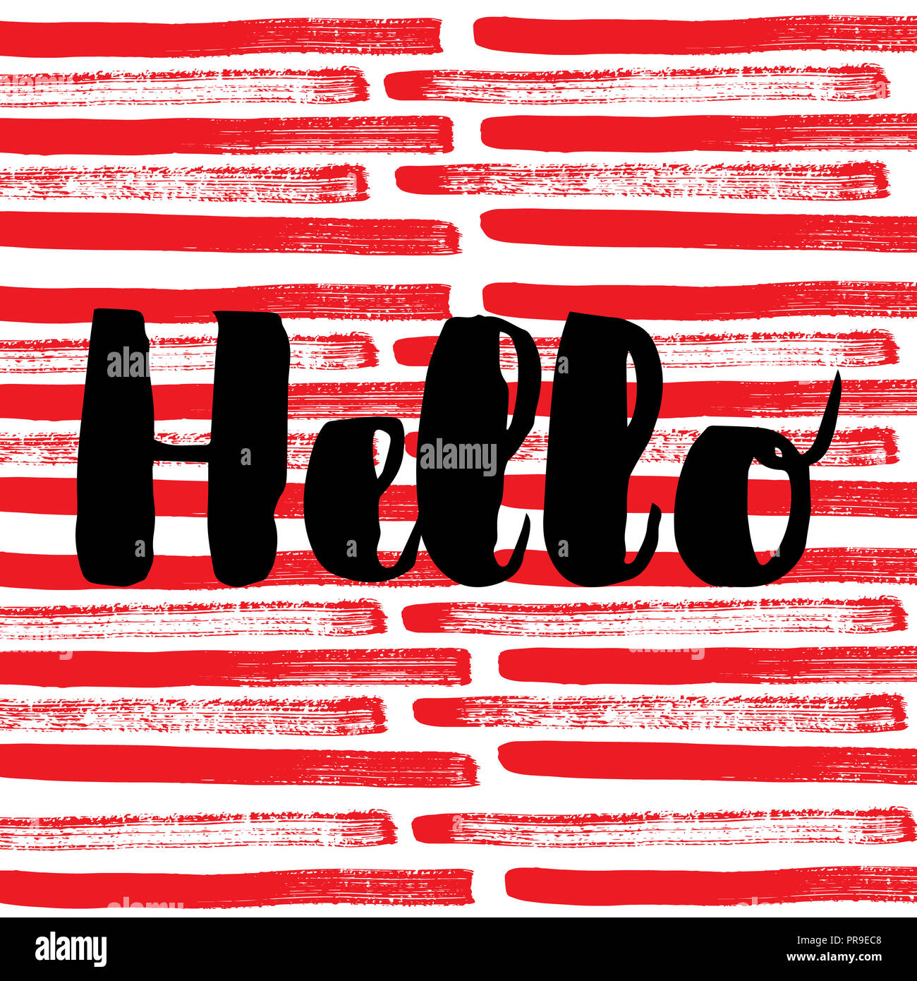 Hello. hand drawn brush lettering on colorful background. Motivational ...