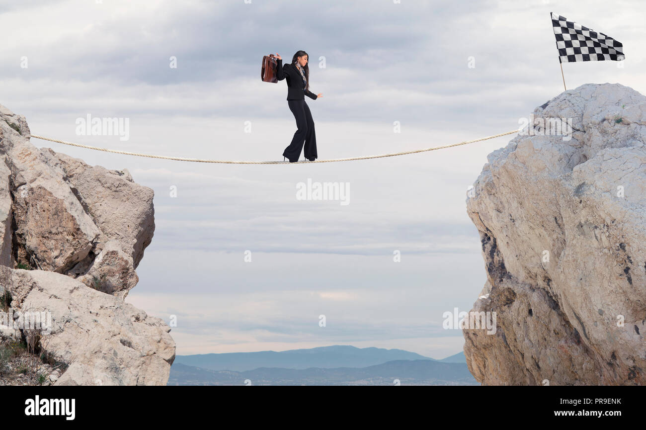 Business concept of businesswoman who overcome the problems reaching ...