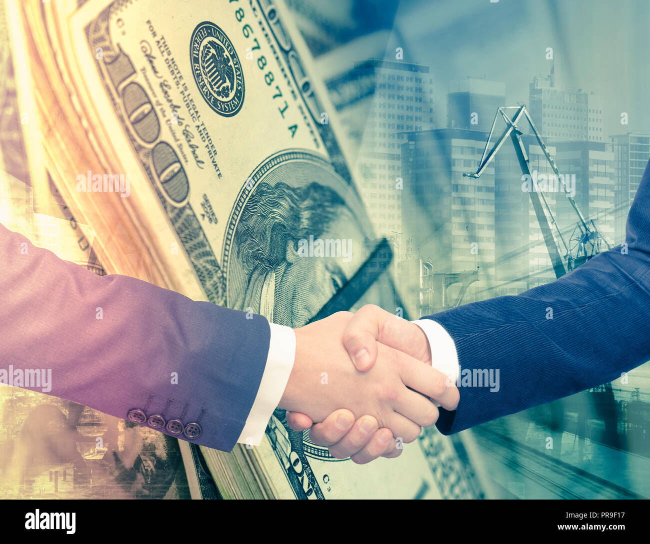 Strong handshake of businessmen confirming successful business ...