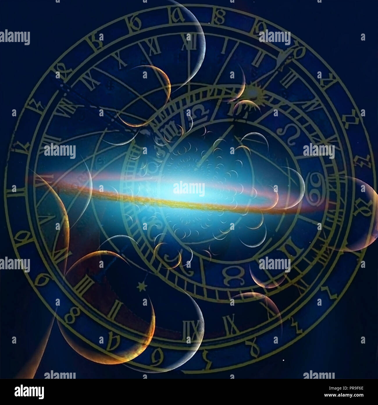 Astronomical Clock. Planets and Galaxies Stock Photo - Alamy