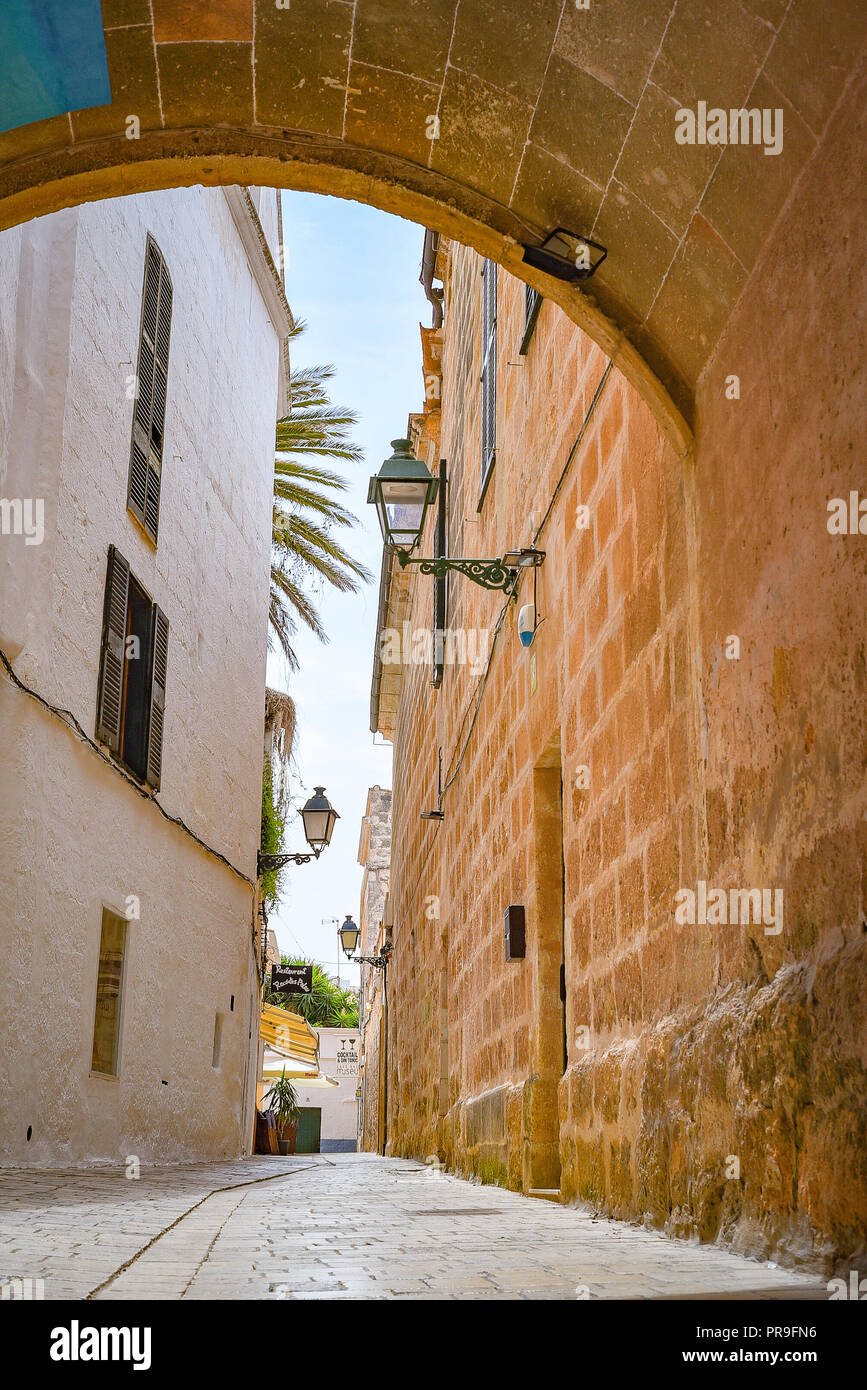 Mediterranean back streets in Mahon Menorca Stock Photo - Alamy
