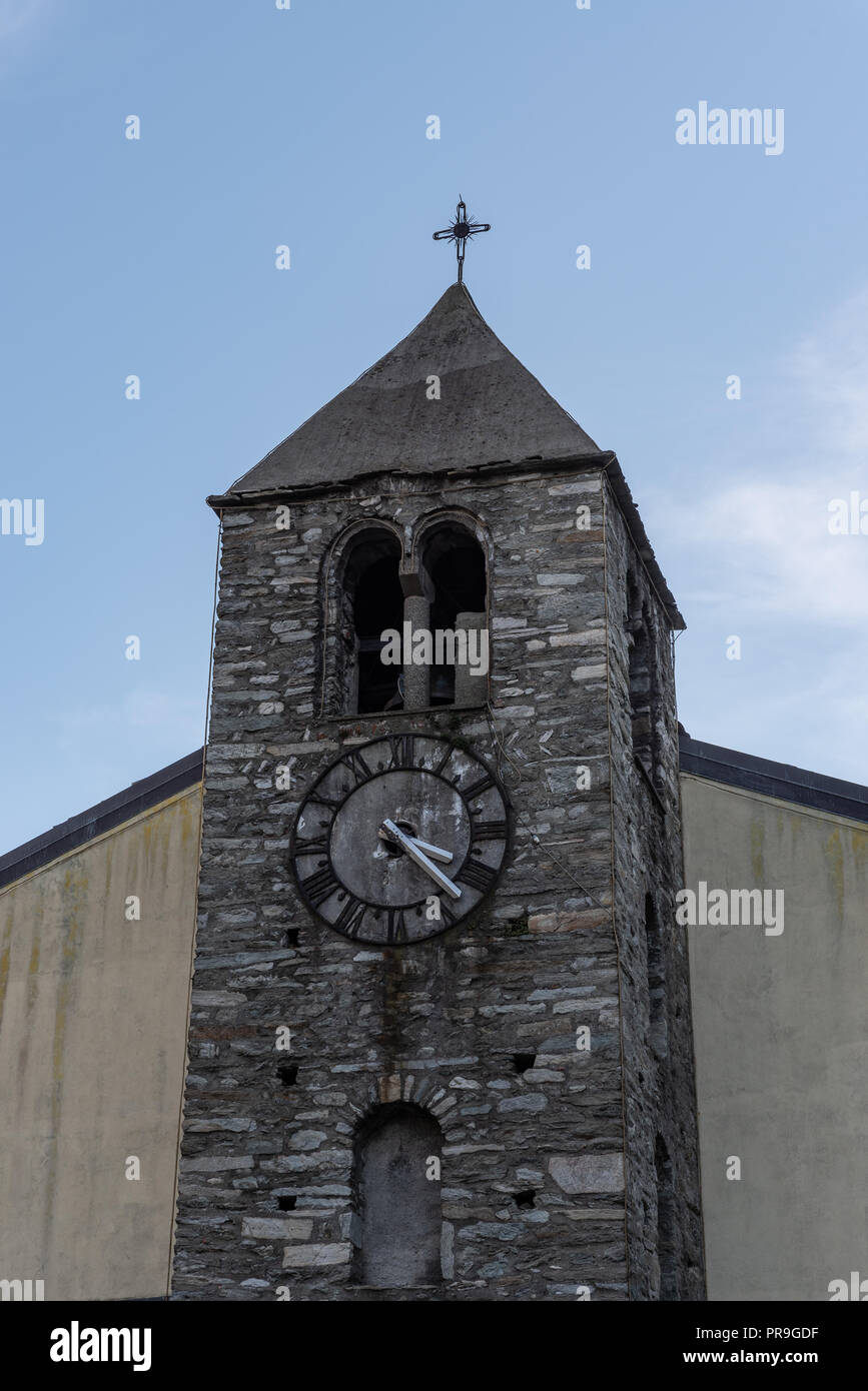 Detail of bell tower, medieval style clock tower, vertical image Stock ...