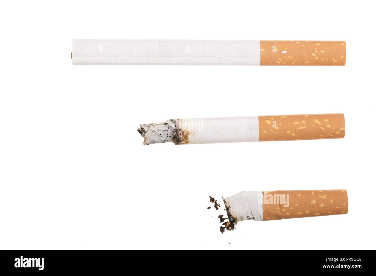cigarette isolated on white background. Top view Stock Photo - Alamy