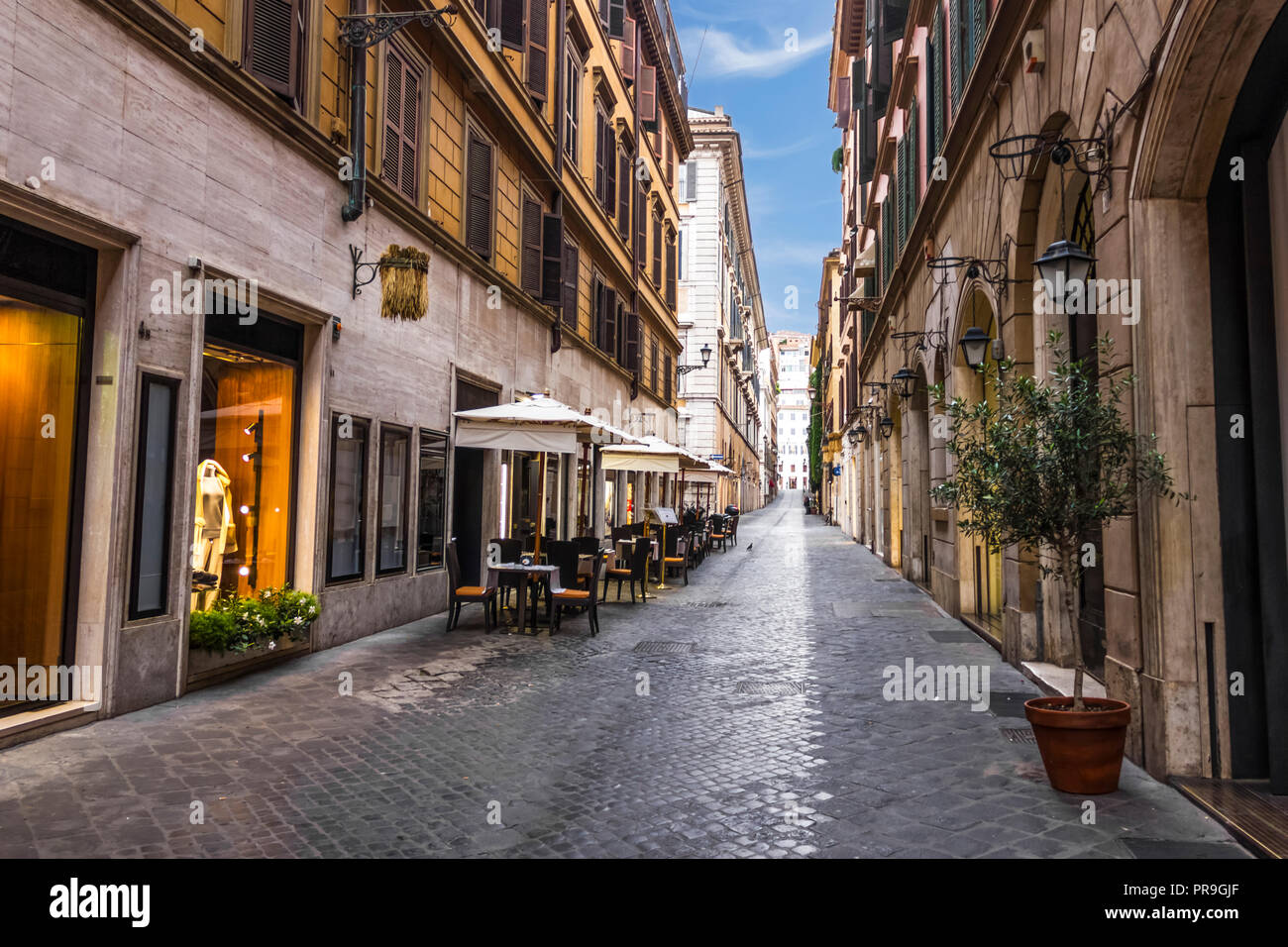 Italian Street Via Borgogna in Rome, Famous Shopping Street Stock Photo ...