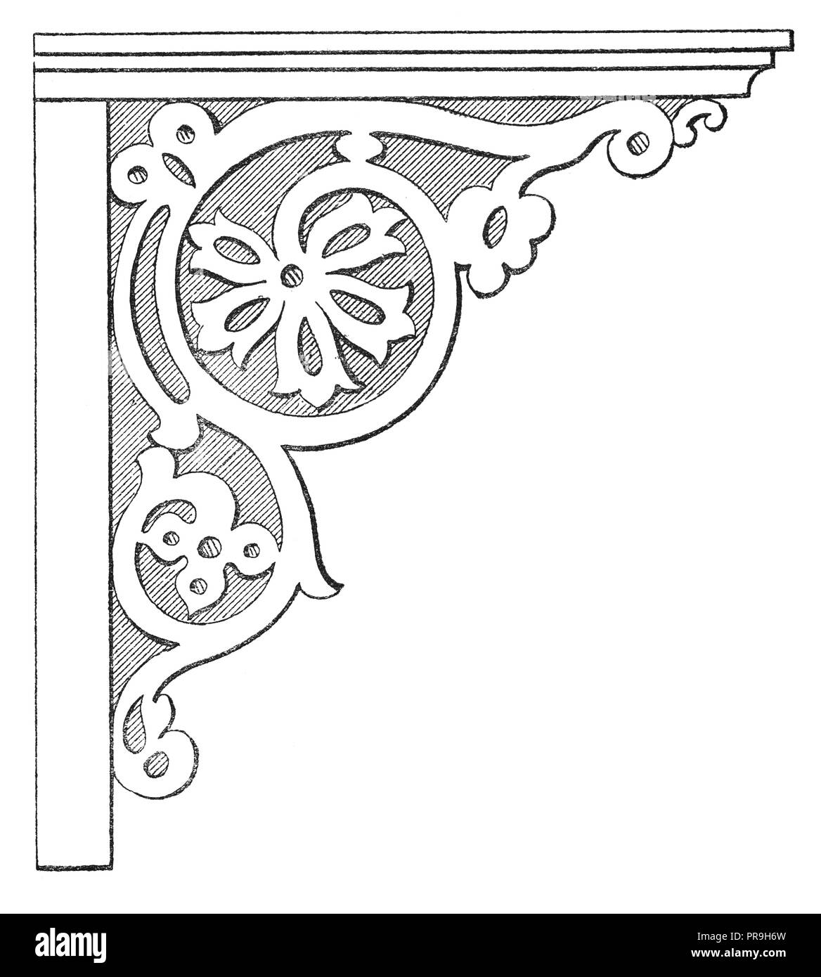 19th century illustration of a design for brackets. Published in 'The ...