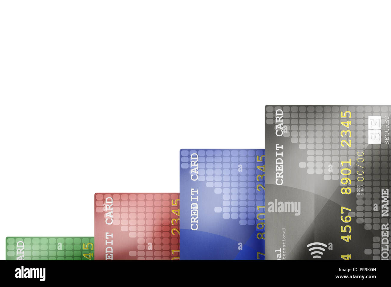 Multiple credit cards arranged in a business setting Stock Photo - Alamy