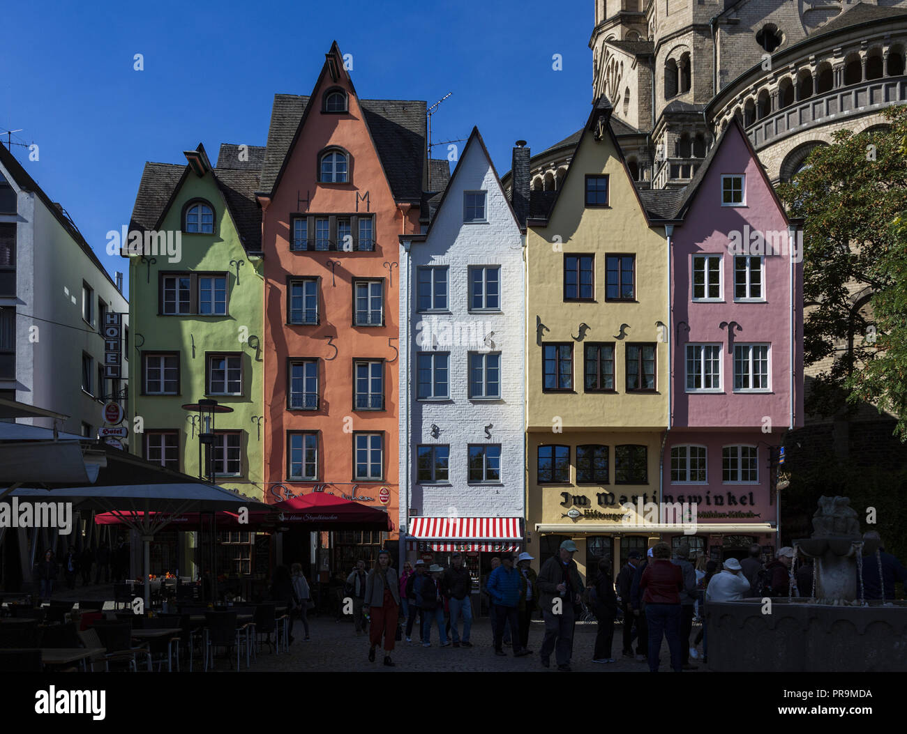 Buildings in Fischmarkt square in front of Great St. Martin church, the ...