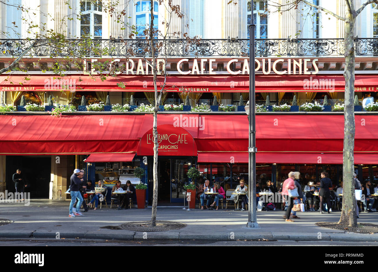 The famous cafe des Capucines on Grands boulevards, Paris, France Stock ...