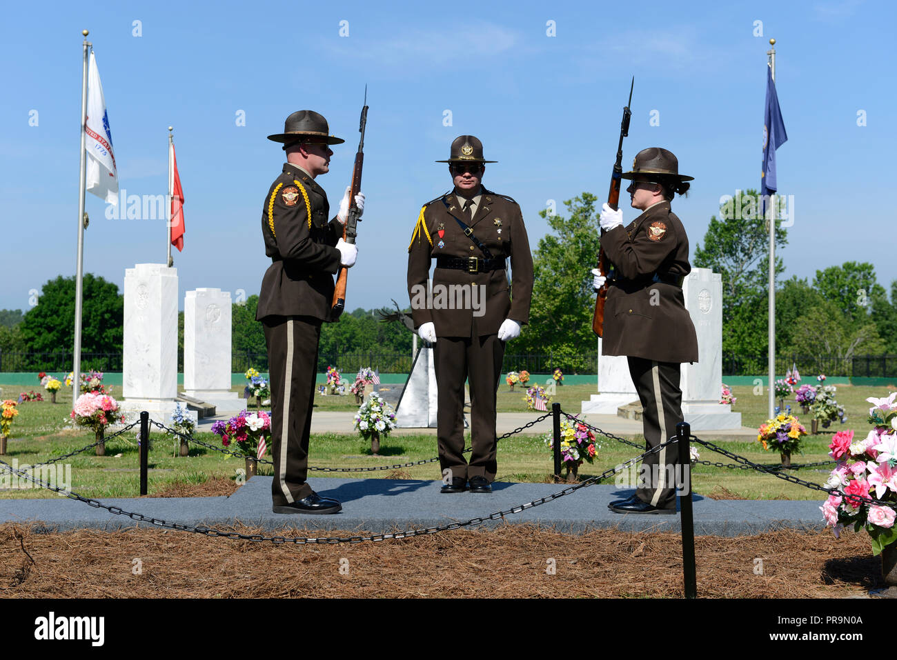 A sheriff's honor guard pays tribute to all American veterans during a ...