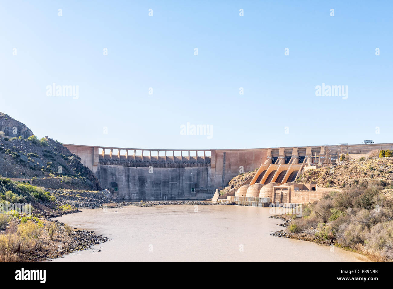 Wall of the Vanderkloof Dam in the Orange River (Gariep River Stock ...