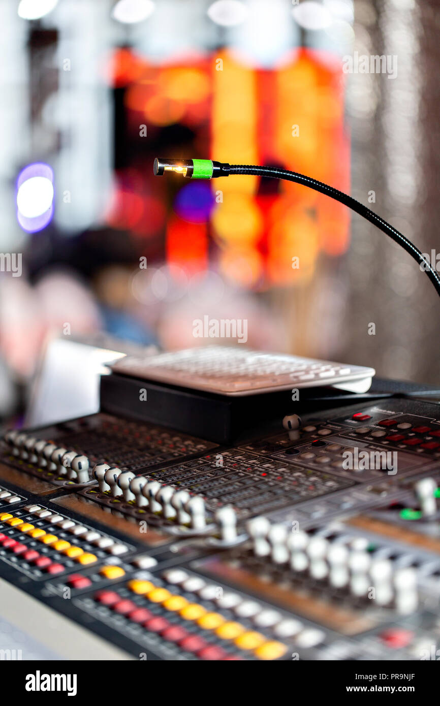 Mixing console of light equipment operator at the concert. Sound ...