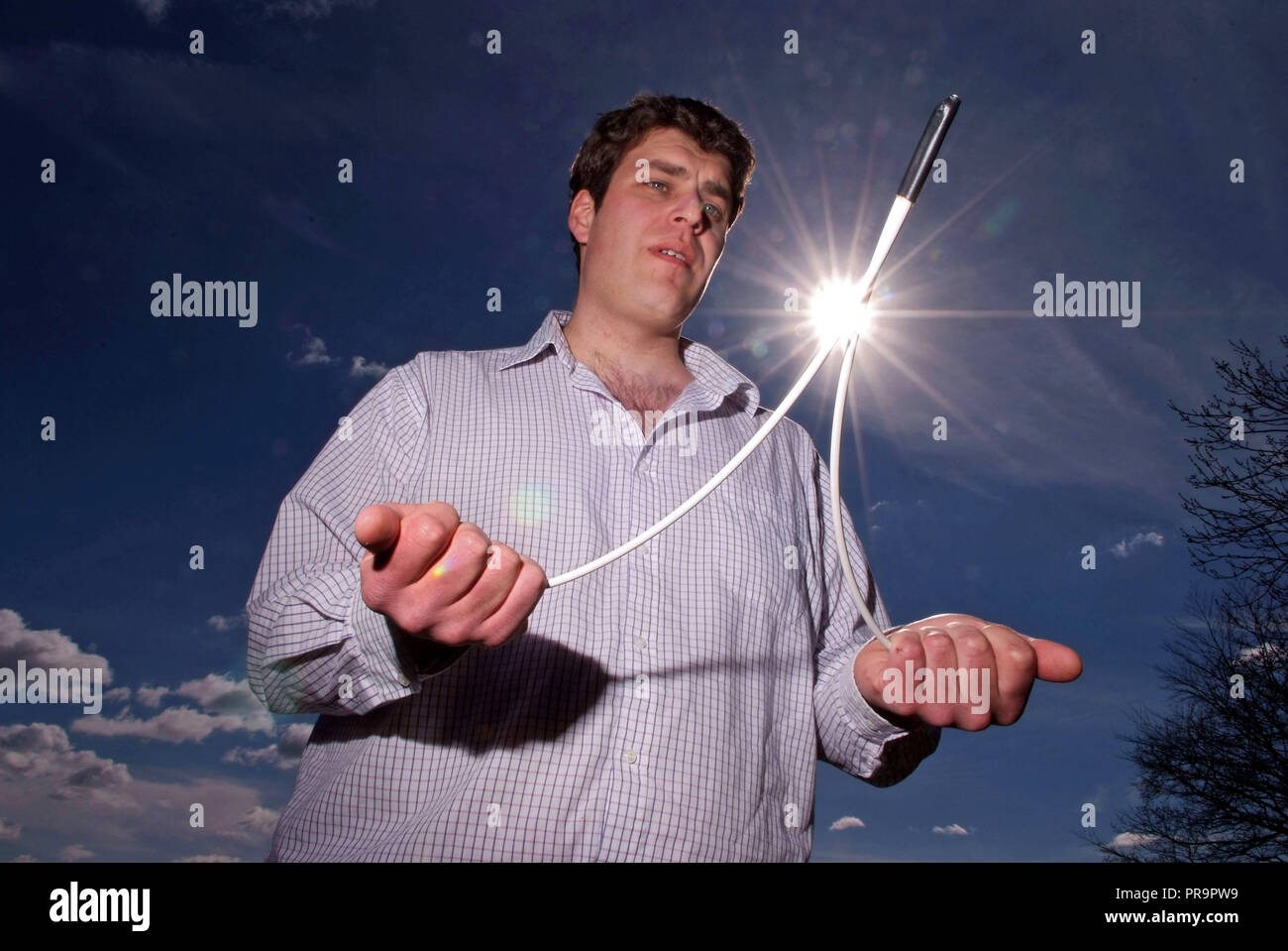Aaron Bray dowsing on Dartmoor for water Stock Photo - Alamy