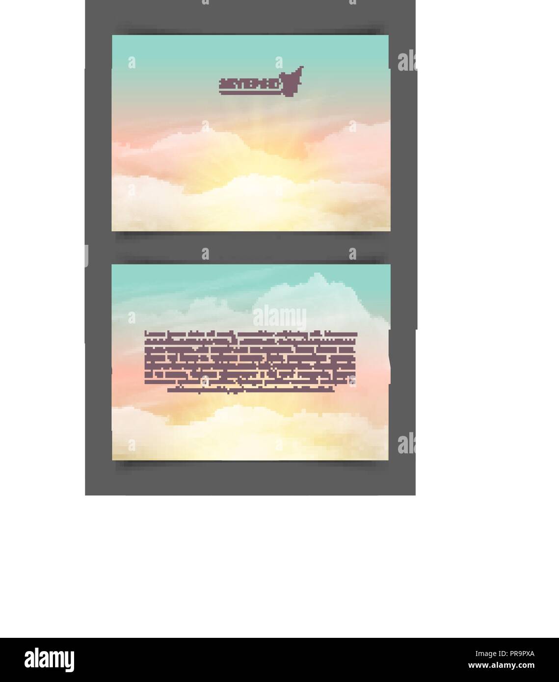 Two-sided horizontal flyer of a4 format with realistic turquoise-yellow ...