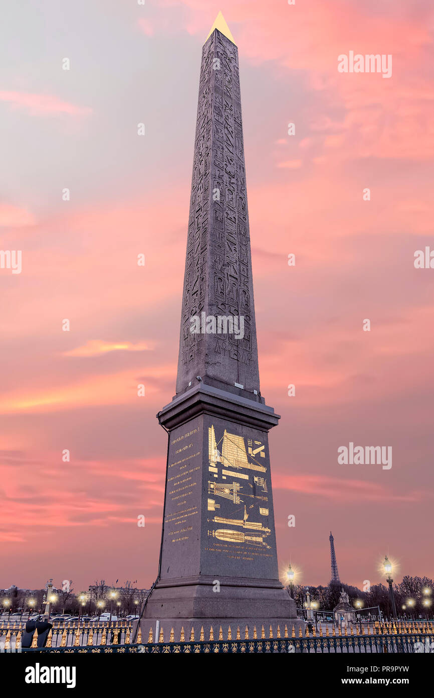 The Luxor Egyptian Obelisk at the center of Place de la Concorde, Paris ...