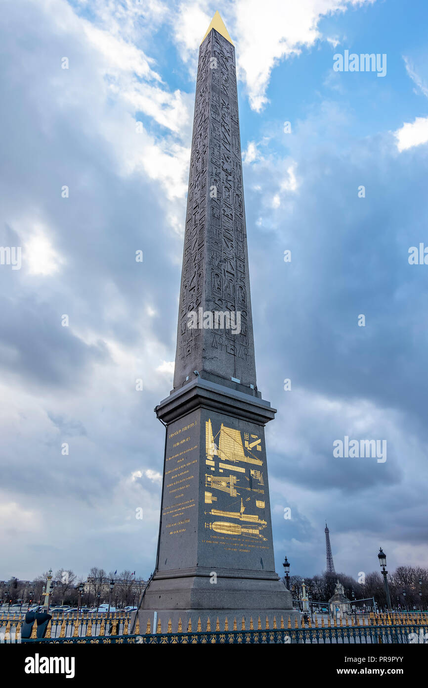 The Luxor Egyptian Obelisk at the center of Place de la Concorde, Paris ...