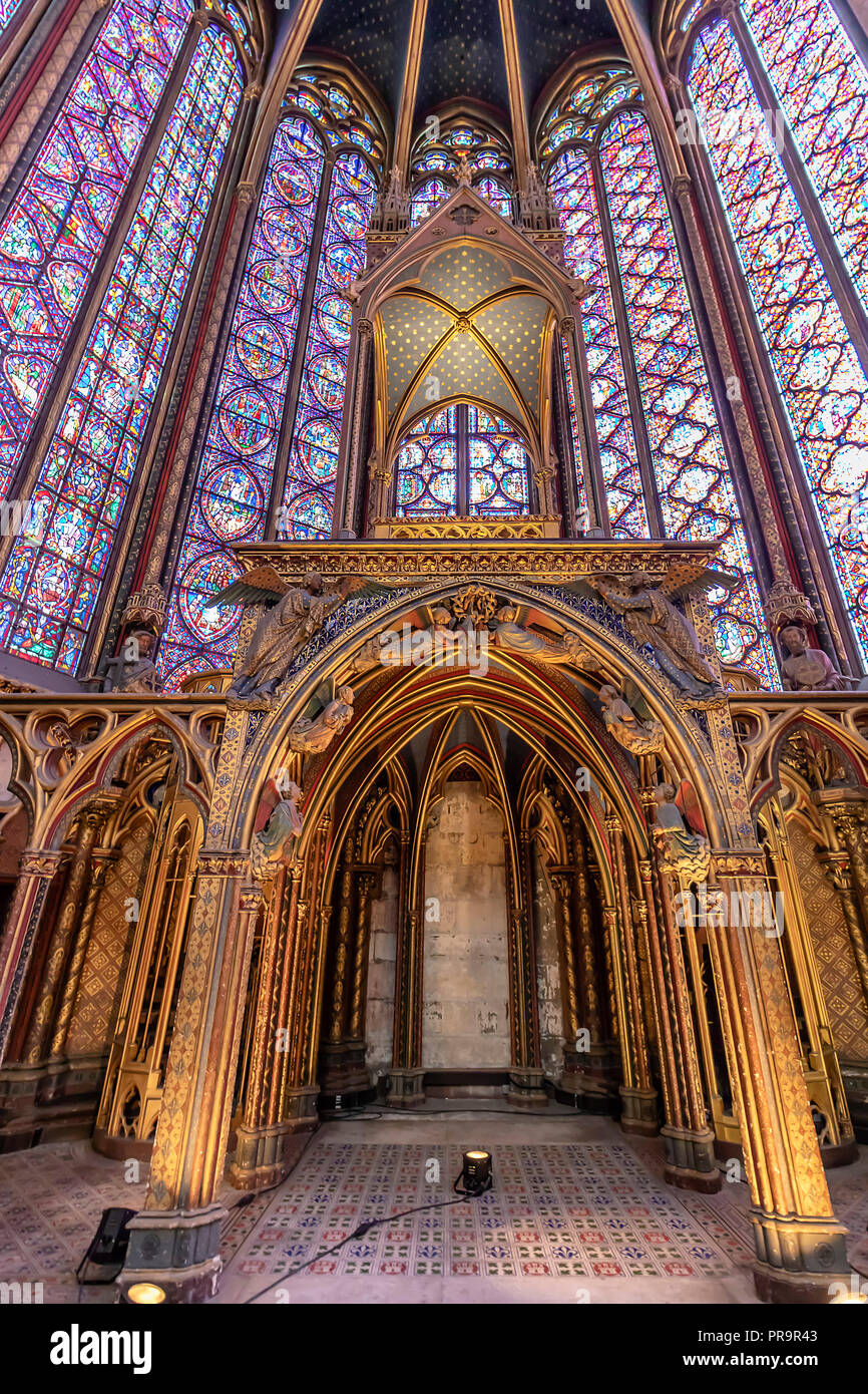 Interior View of Sainte-Chapelle, a Gothic Style Royal Chapel in the ...