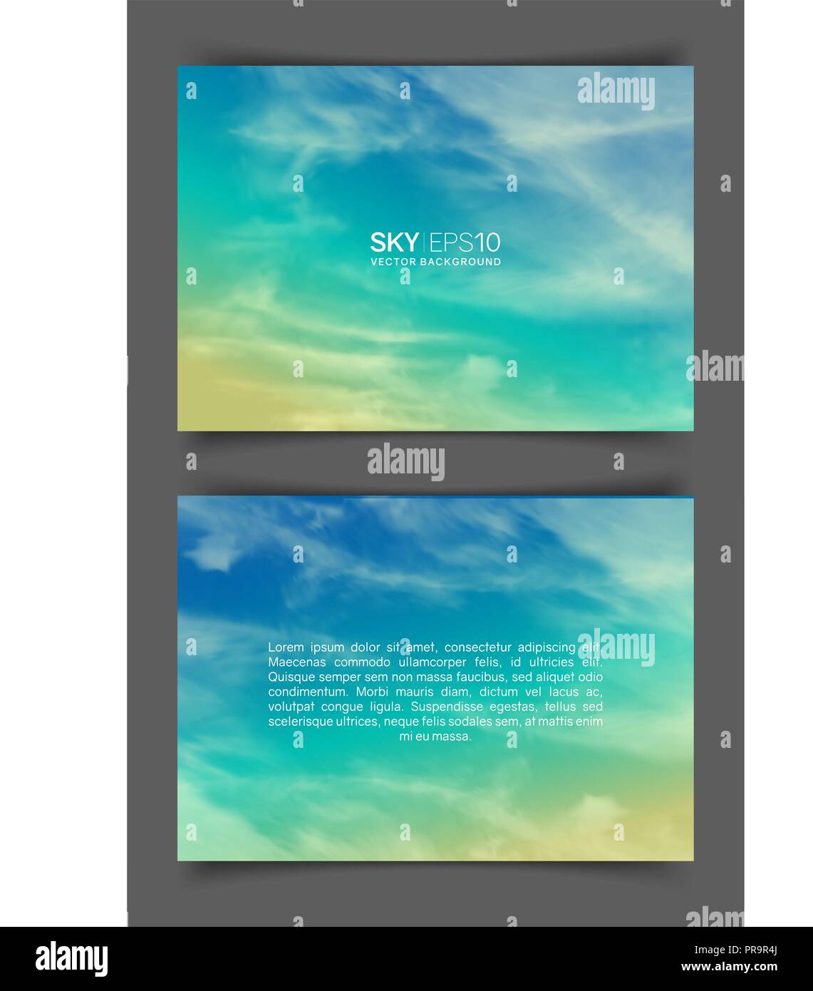 Two-sided horizontal flyer of a4 format with realistic turquoise-yellow ...