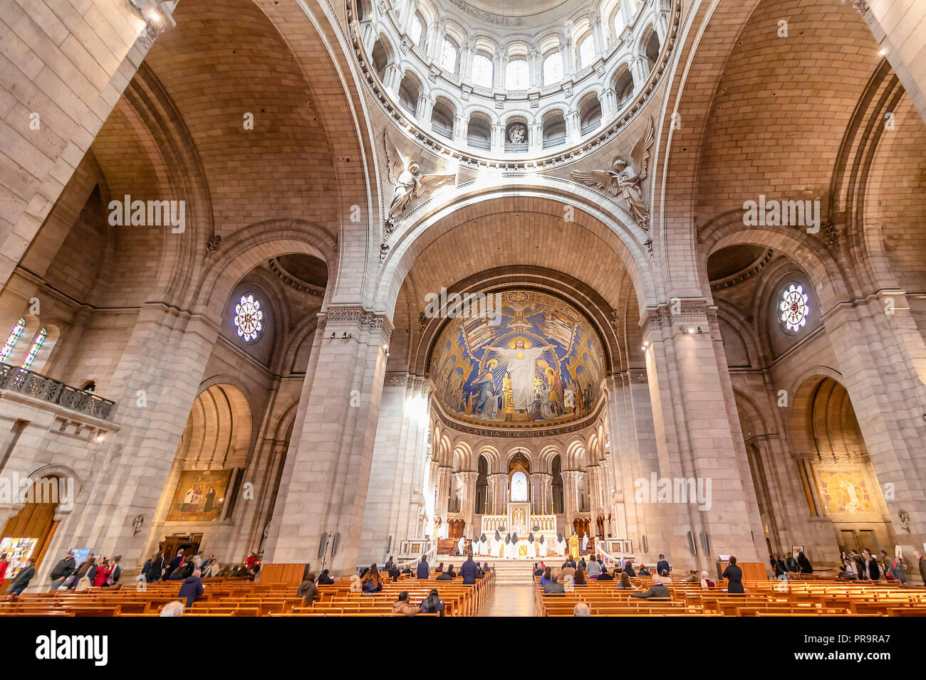 Paris, France - March 14, 2018: Inside The Basilica of the Sacred Heart ...