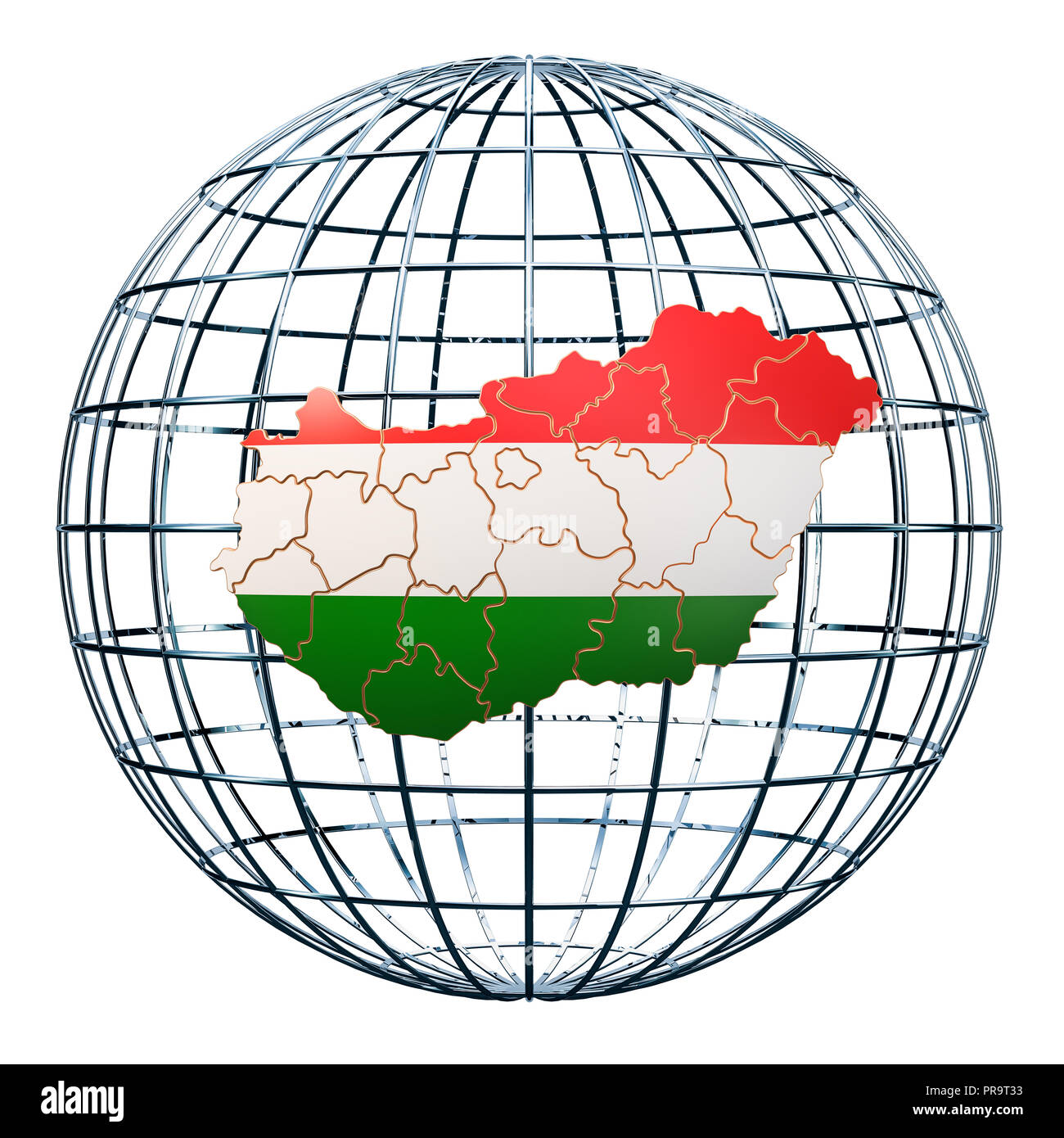 Hungarian map on the Earth Globe. 3D rendering isolated on white ...