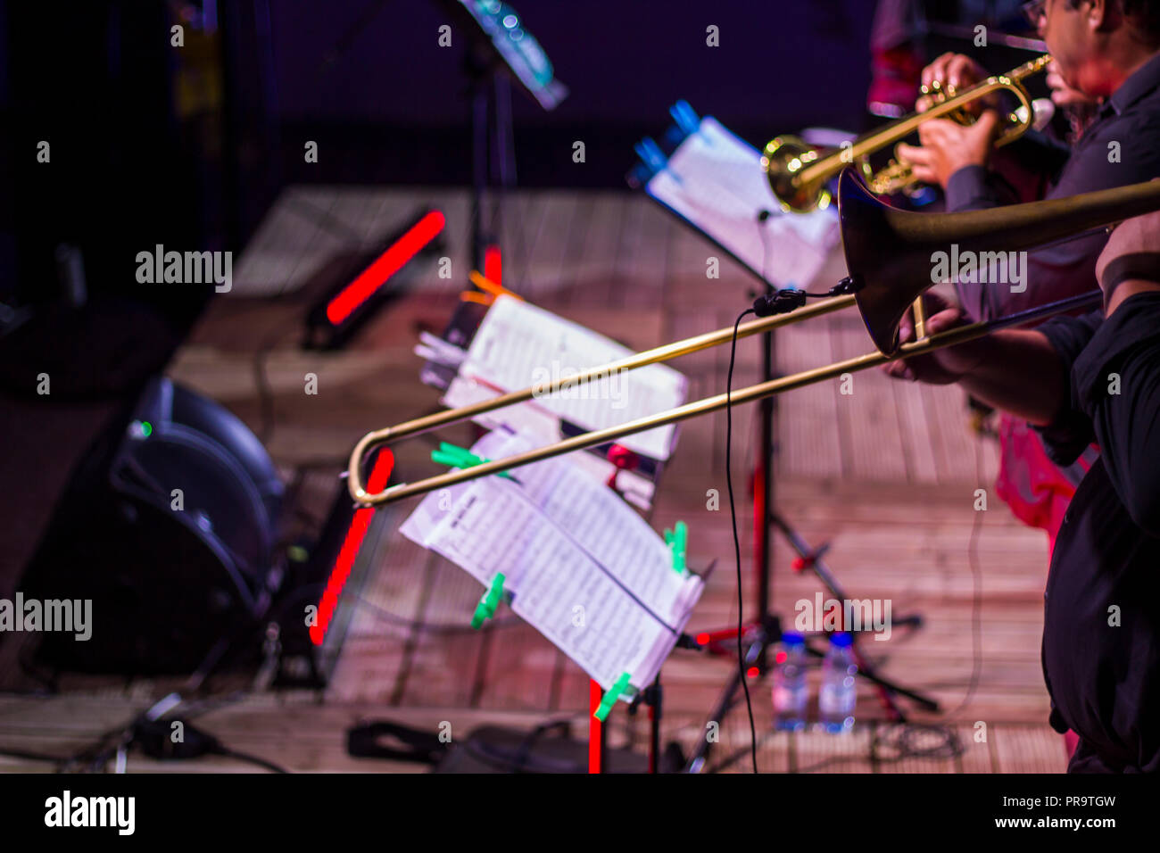 Wind instruments in live jazz concert Stock Photo - Alamy