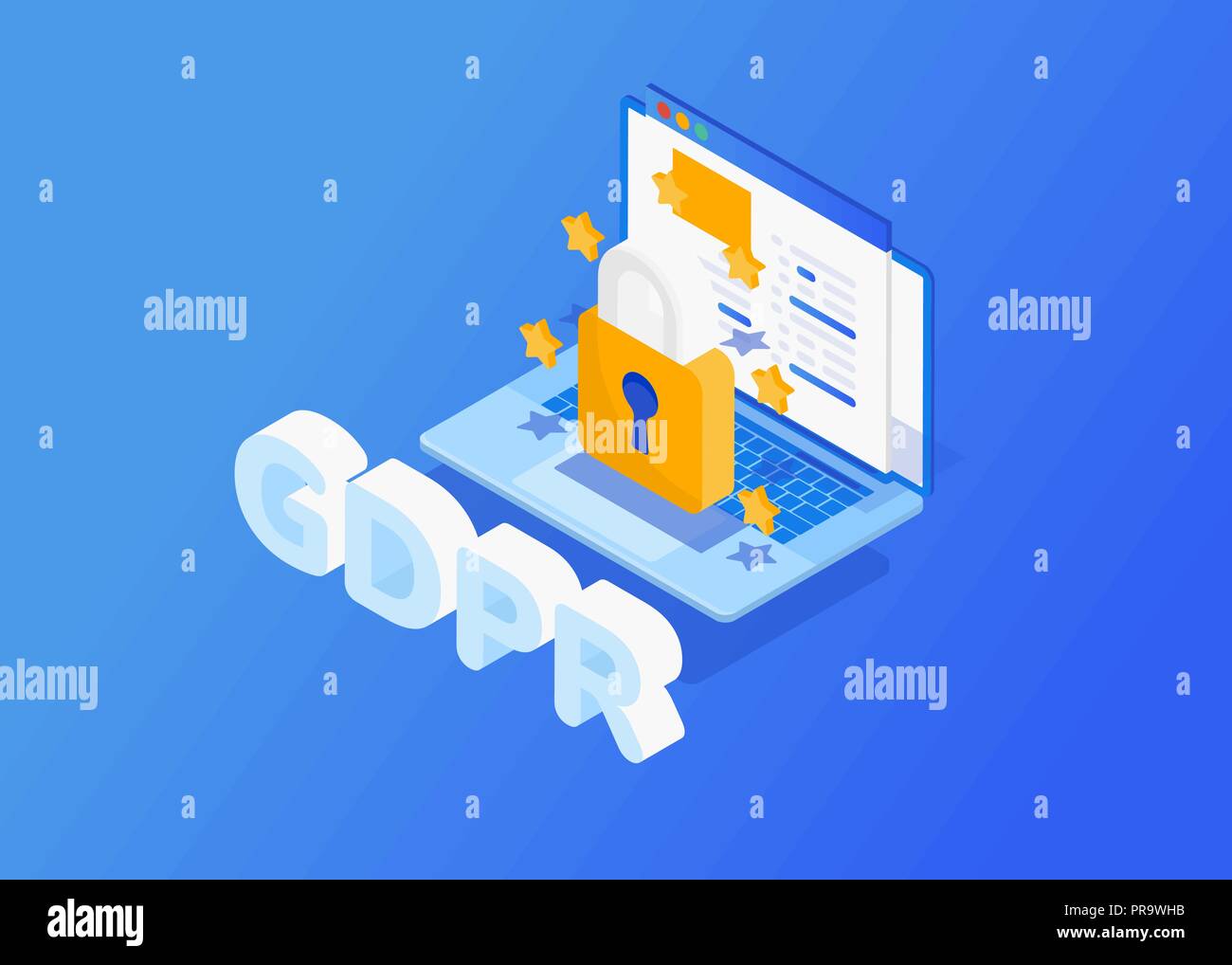 GDPR isometric concept. Protection of personal data. Vector ...
