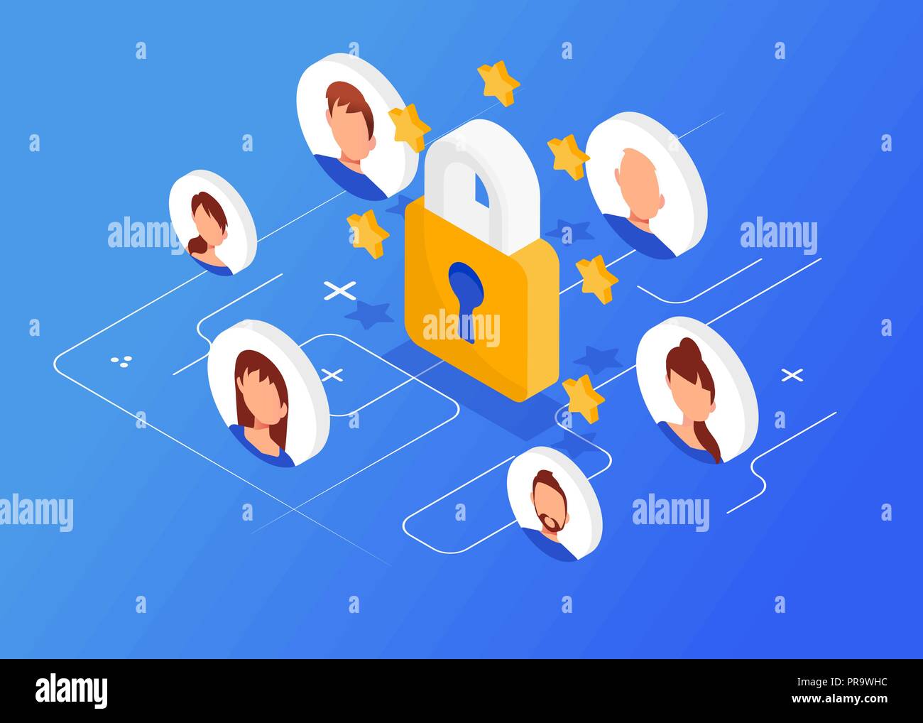 GDPR isometric concept. Protection of personal data. Vector ...