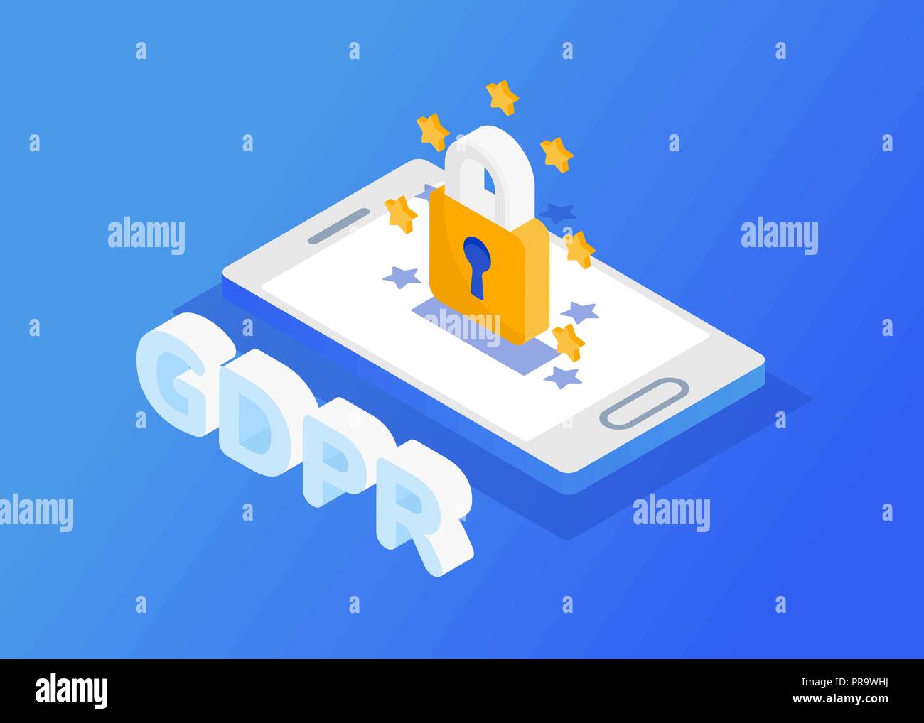 GDPR isometric concept. Protection of personal data. Vector ...