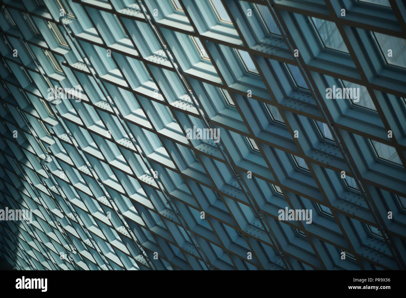 geometric window pattern inside the seattle central public library ...