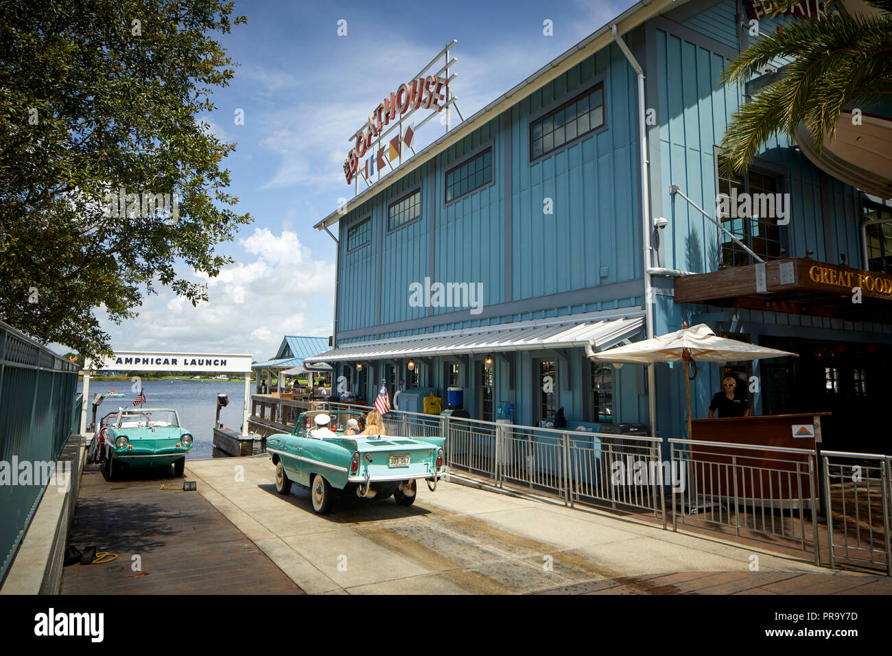 vintage style car used as a boat Stock Photo - Alamy