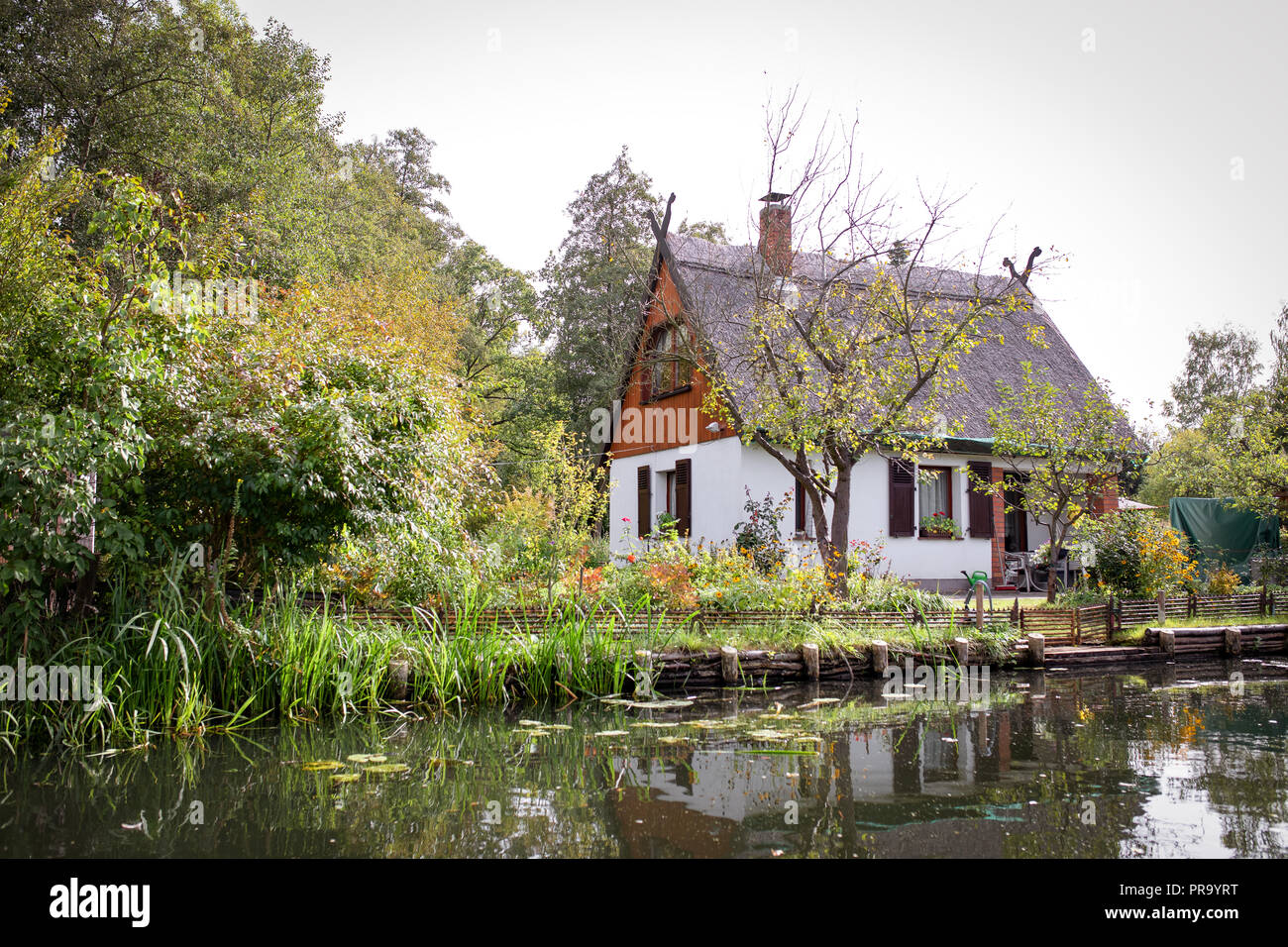 Lehde, Spreewald / Germany. Typical Spreewald landscape. Canals, vivid ...