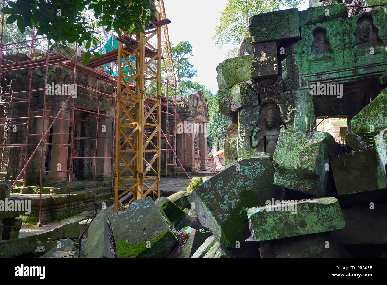 Restauration works in Angkor Wat. The Angkor Wat complex, Built during ...