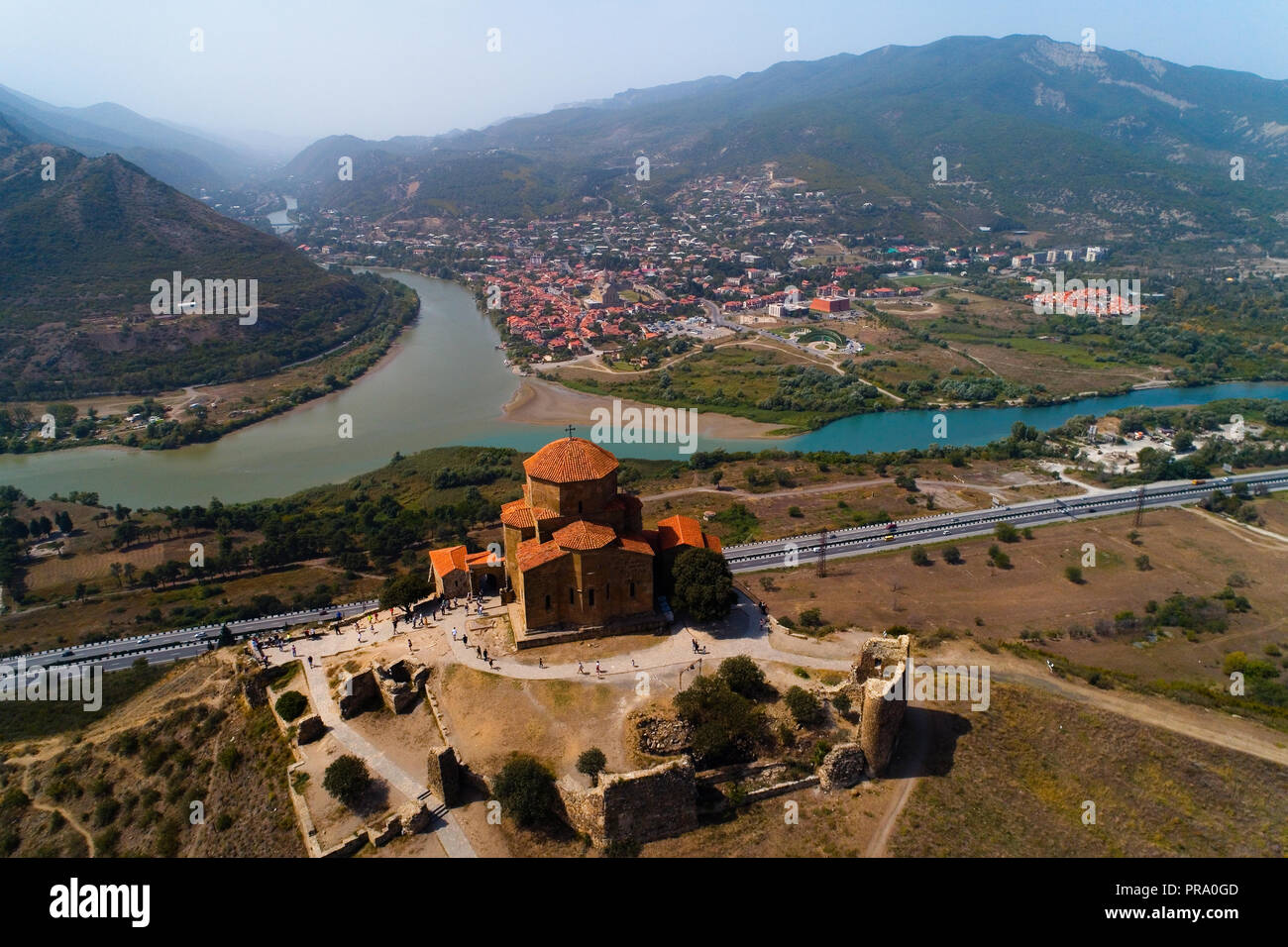 Monastery of the Holy Cross in Georgia. Aerial photography Stock Photo ...