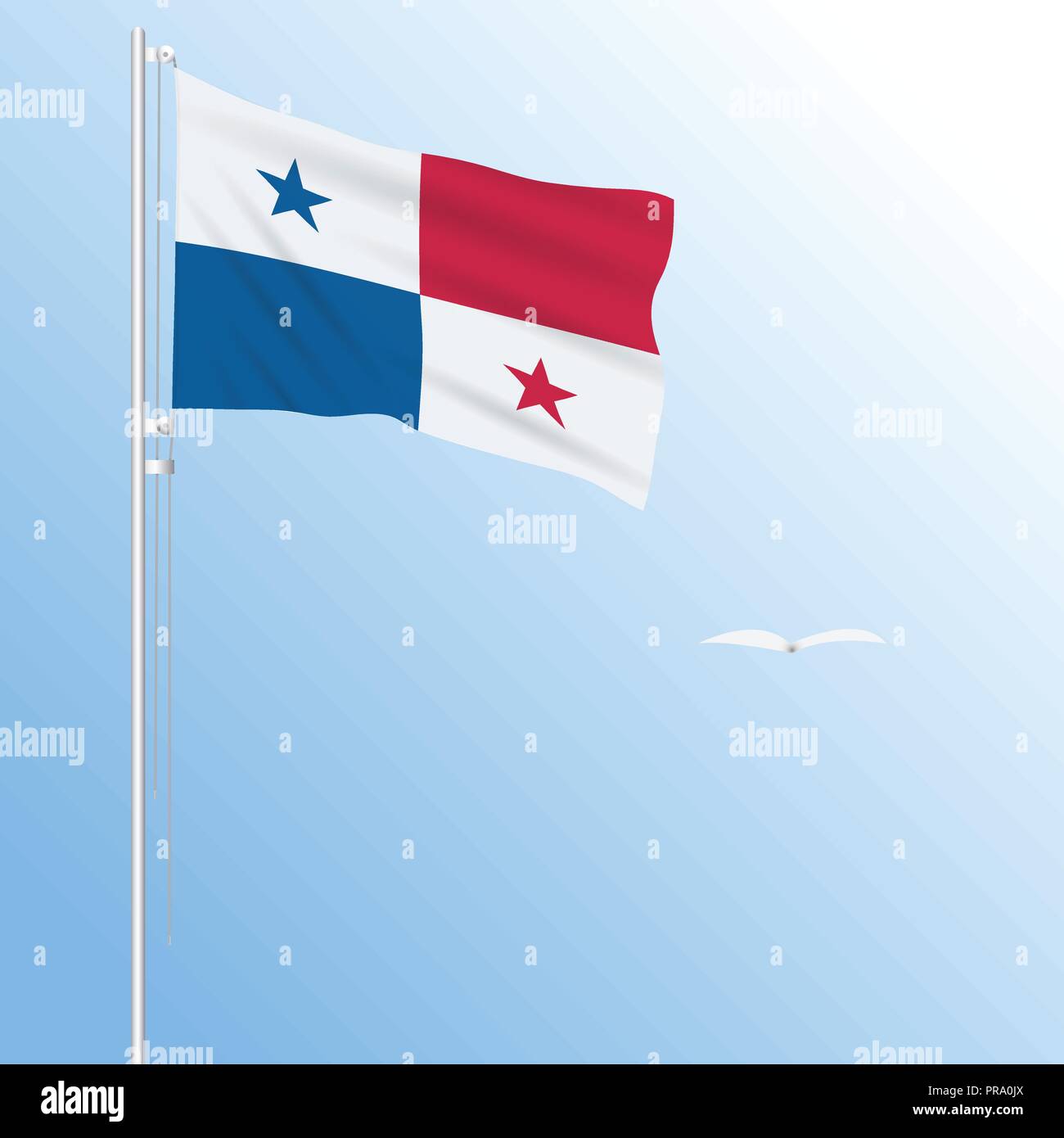 Realistic flag of Panama fluttering in the wind, vector Stock Vector ...