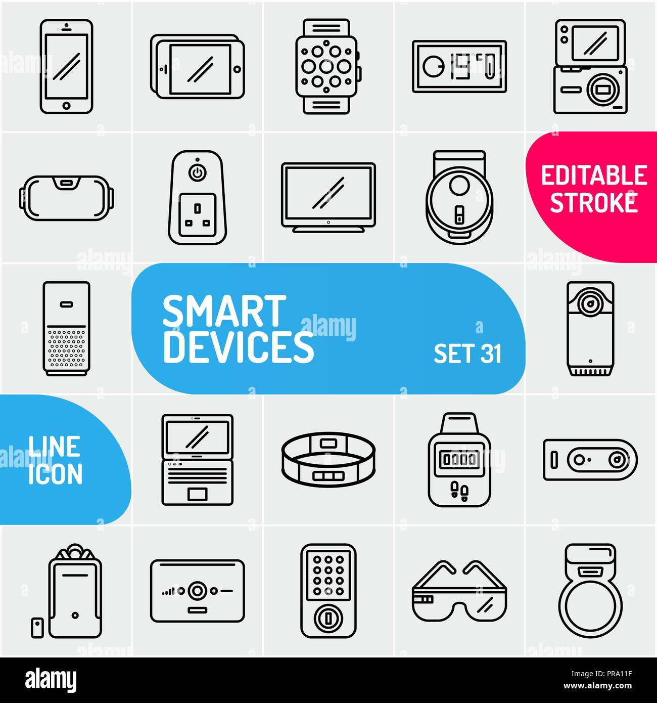 Collection smart devices. Internet of things line icons set. Smart ...